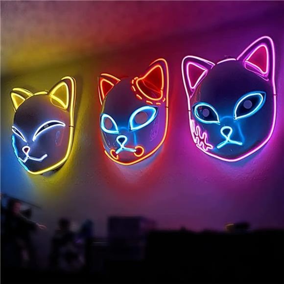 Wall Decor | 3pcs Demon Led Mask Slayers Costume Props Japanese Anime ...